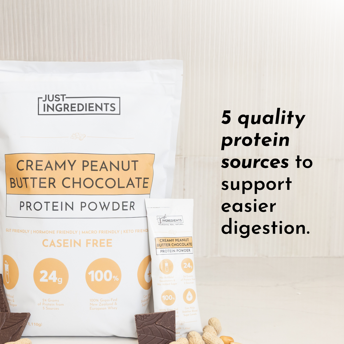 Creamy Peanut Butter Chocolate Protein Powder – Just Ingredients