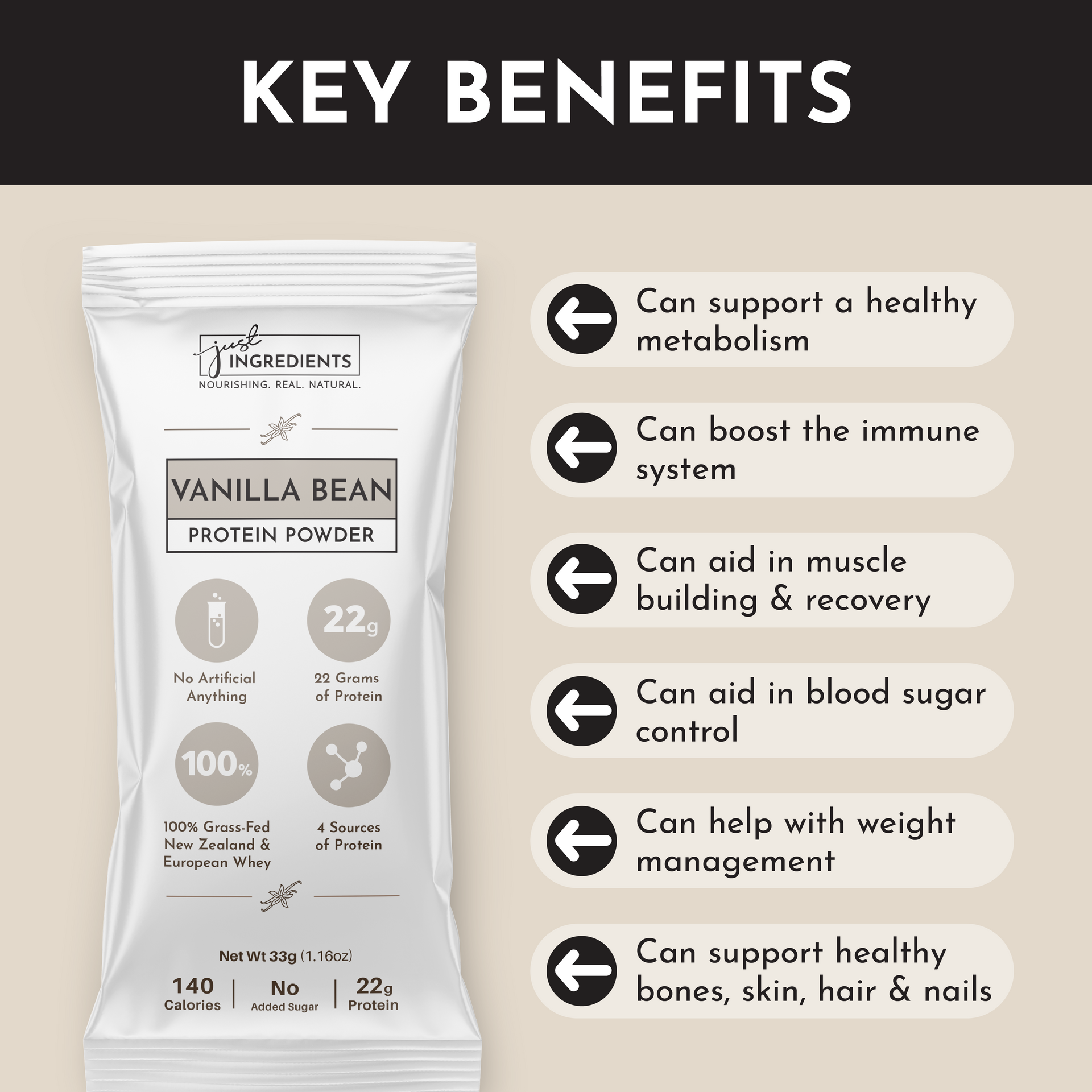 Vanilla Bean Protein Powder Stick – Just Ingredients