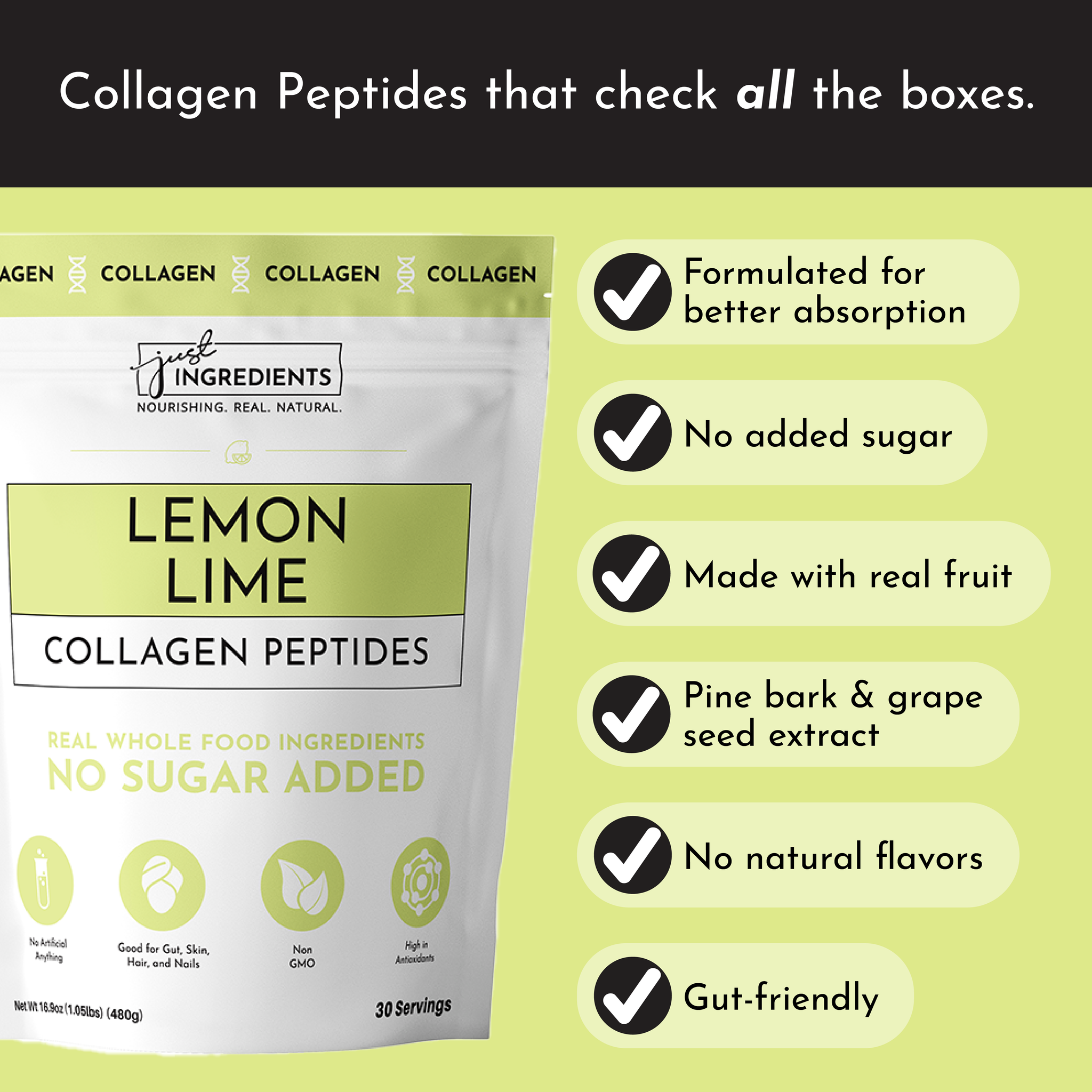 Lemon Lime Collagen Peptides – Just Ingredients
